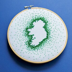 Ireland Map Cross Stitch Pattern. Emerald Island Silhouette Negative ...