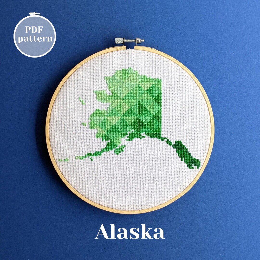 Alaska Cross Stitch Pattern. United States Map Xstitch Design. Modern ...