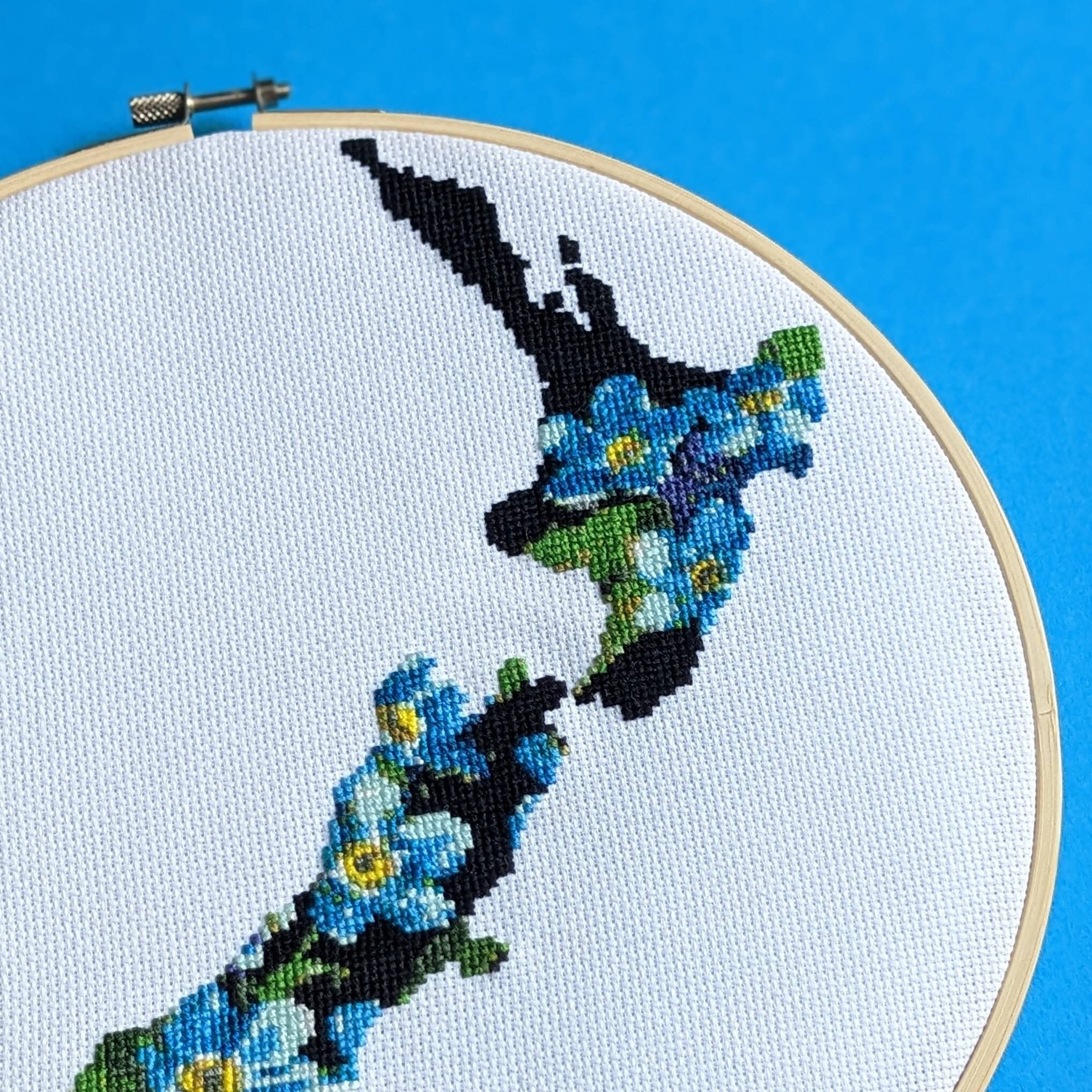 New Zealand Map Cross Stitch Pattern With Blue Forget Me Nots. Simple ...