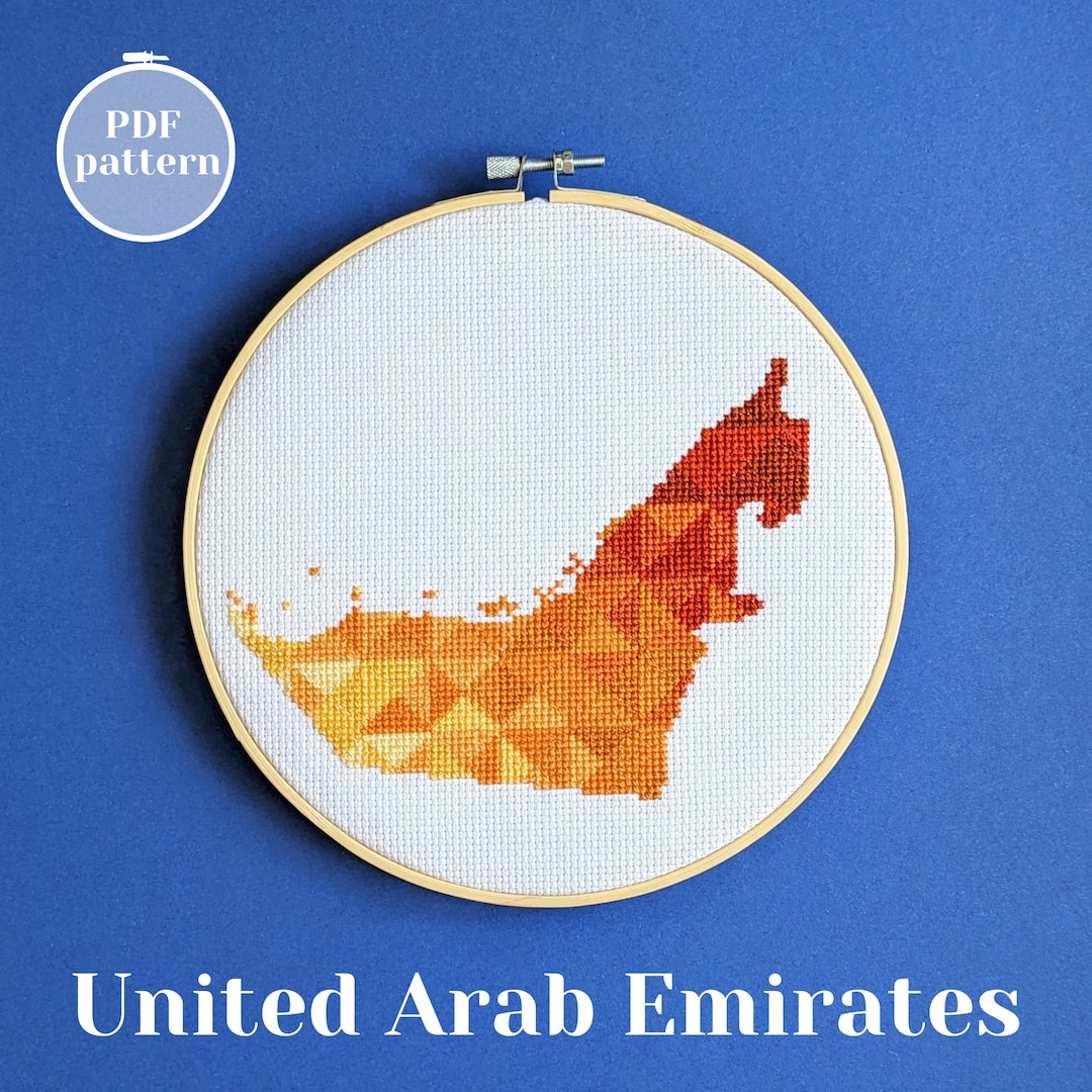 United Arab Emirates Map Cross Stitch Pattern. Modern Xstitch Design ...