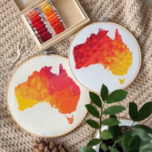 Australia Map Cross Stitch Pattern, Watercolor Design (PDF Tutorial) - Etsy