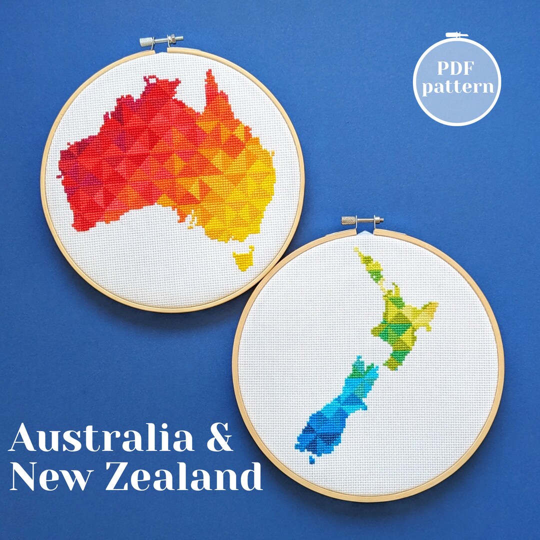 Australia and New Zealand Cross Stitch Pattern Set. Custom Stitched Art ...