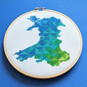Wales Map Cross Stitch Pattern. Welsh Country Shape for Embroidery ...