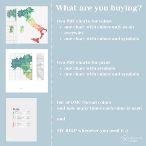 Italy Map Colorful Cross Stitch Pattern. Easy to Stitch Wall Art With ...