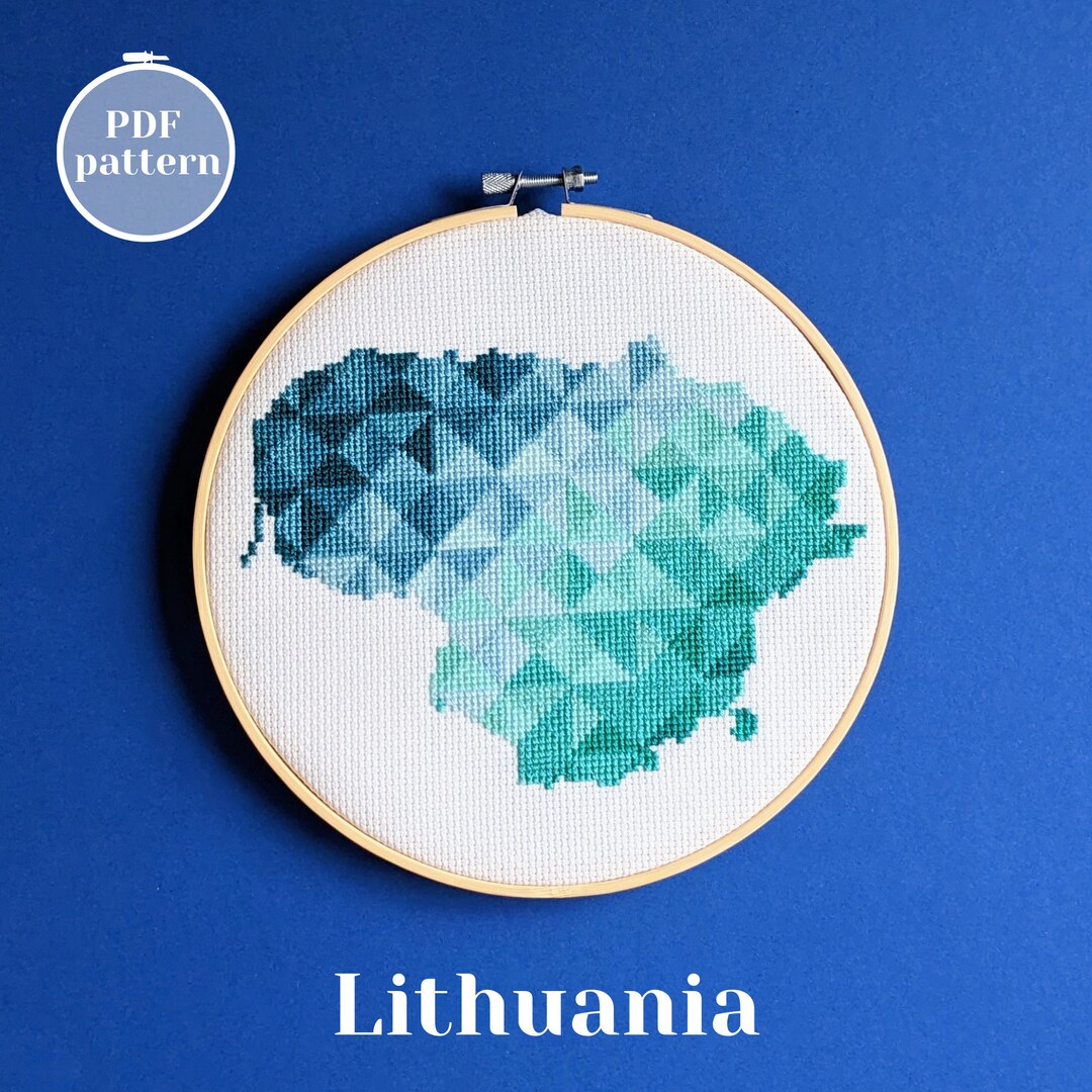 Lithuania Map Cross Stitch Pattern. Modern Simple Embroidery Design ...