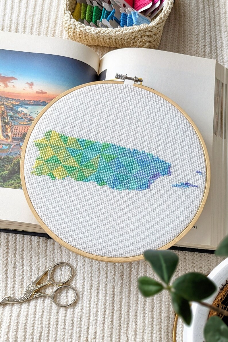 Puerto Rico Outline Cross Stitch Pattern. Modern Xstitch Design in ...