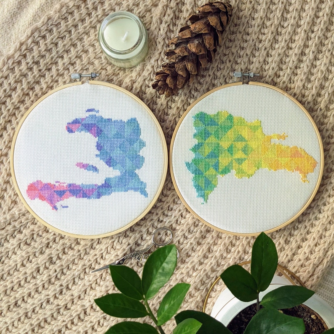 Haiti and Dominican Republic Cross Stitch Maps. Counted - Etsy