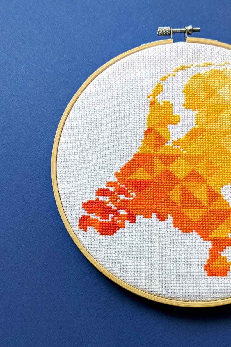Netherlands Map Cross Stitch Pattern. Modern Embroidery on Canvas ...