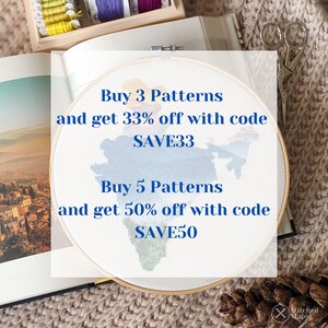 India Cross Stitch Map Pattern. Landscape Embroidery Design With Sunset ...