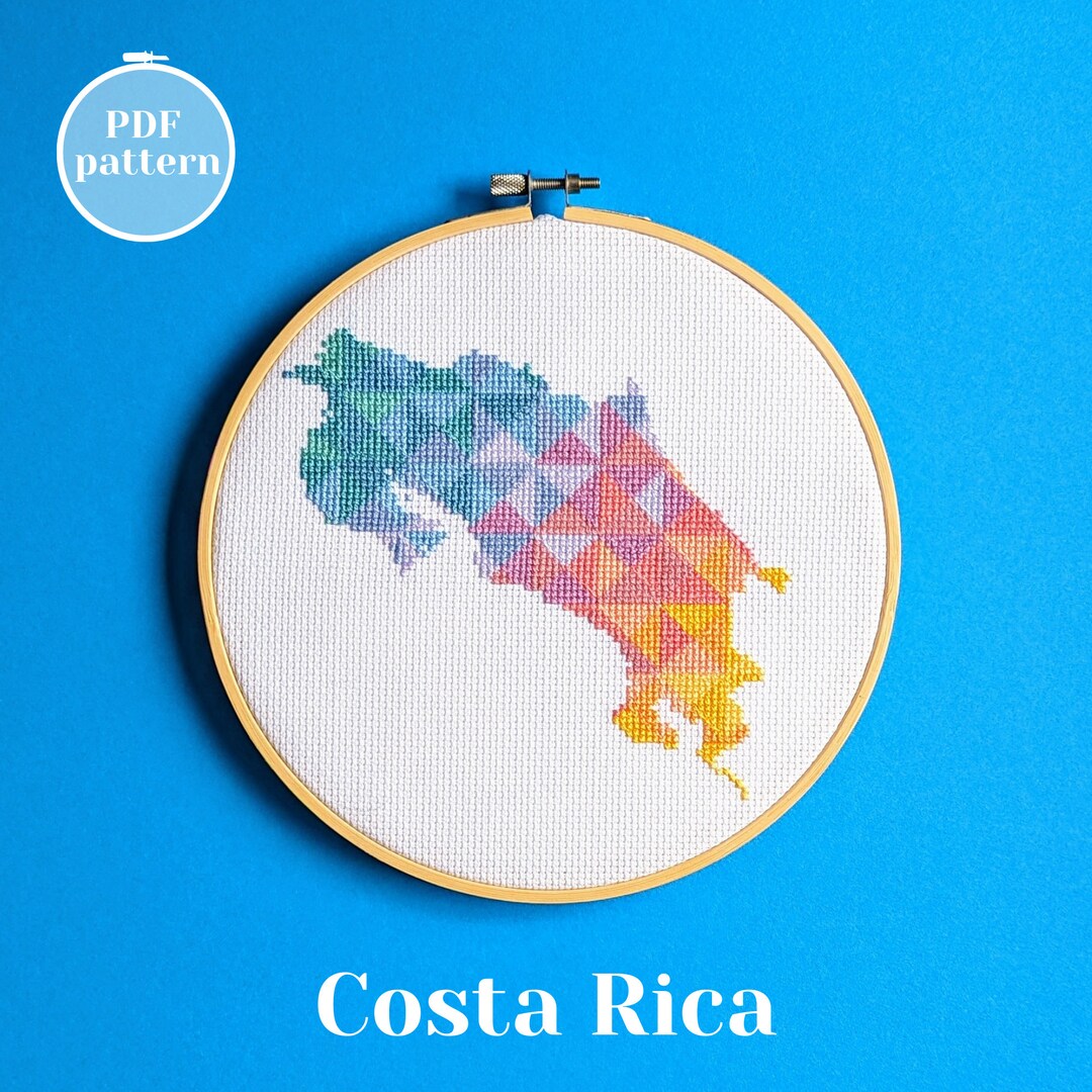 Costa Rica Map Cross Stitch Pattern. Modern Xstitch PDF Chart. Custom ...