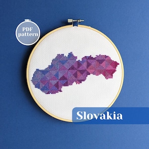 Slovakia Map Cross Stitch Pattern. Modern Embroidery for Digital Detox ...