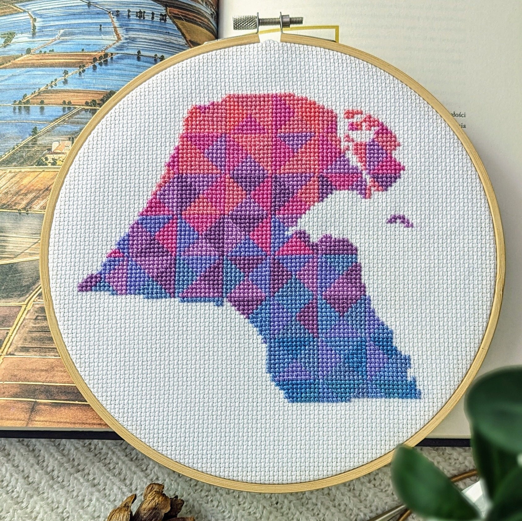 Kuwait Map Cross Stitch Pattern in Colors of Evening. Asian Themed ...