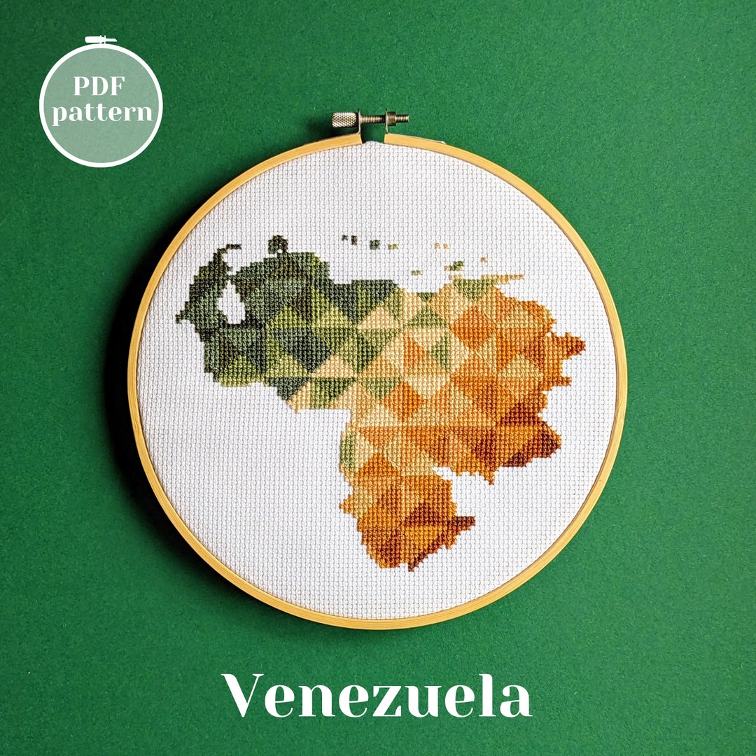 Venezuela Map Cross Stitch PDF Pattern. Modern Counted Xstitch Chart ...