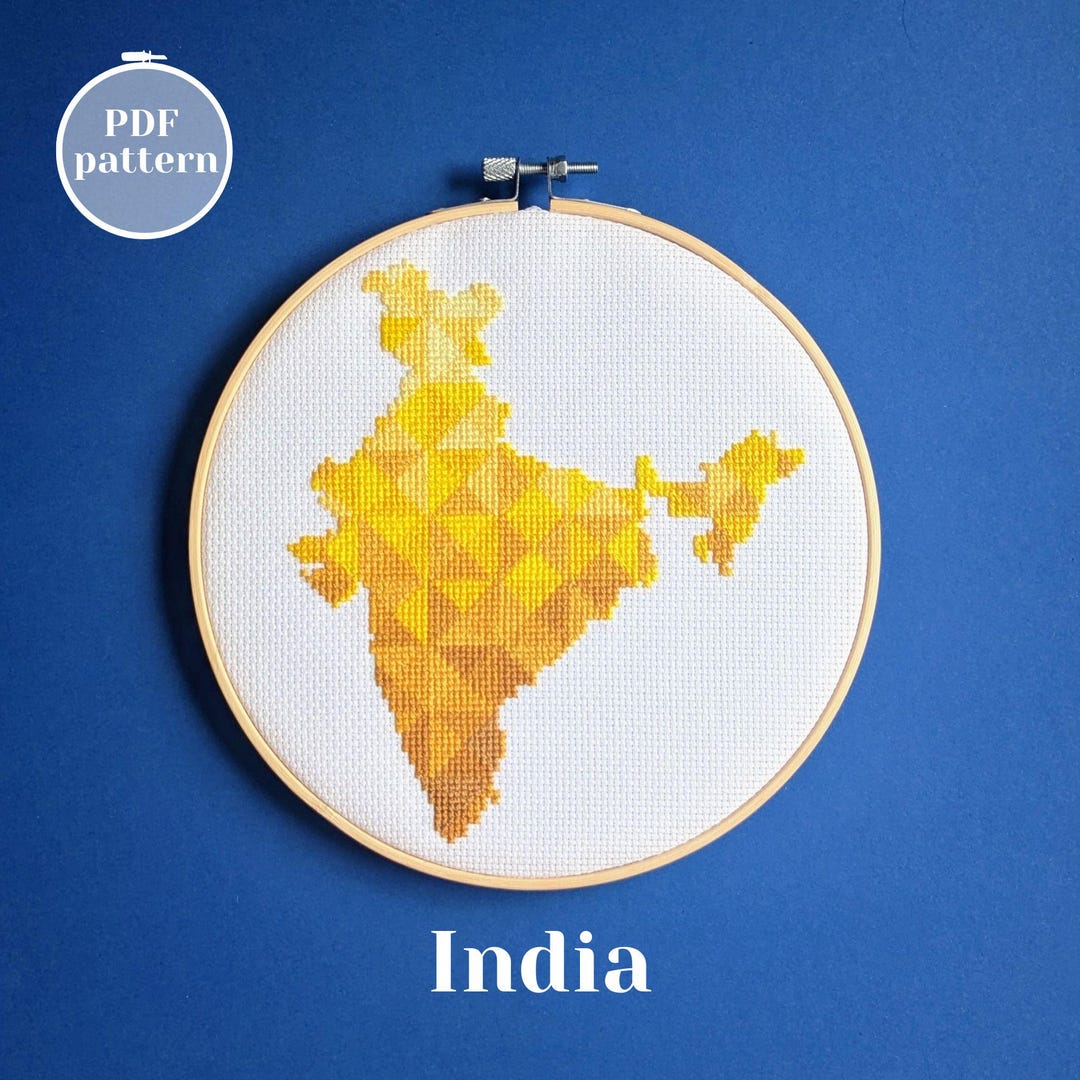 India Map Cross Stitch Design. Abstract Embroidery Pattern Fit for Any ...