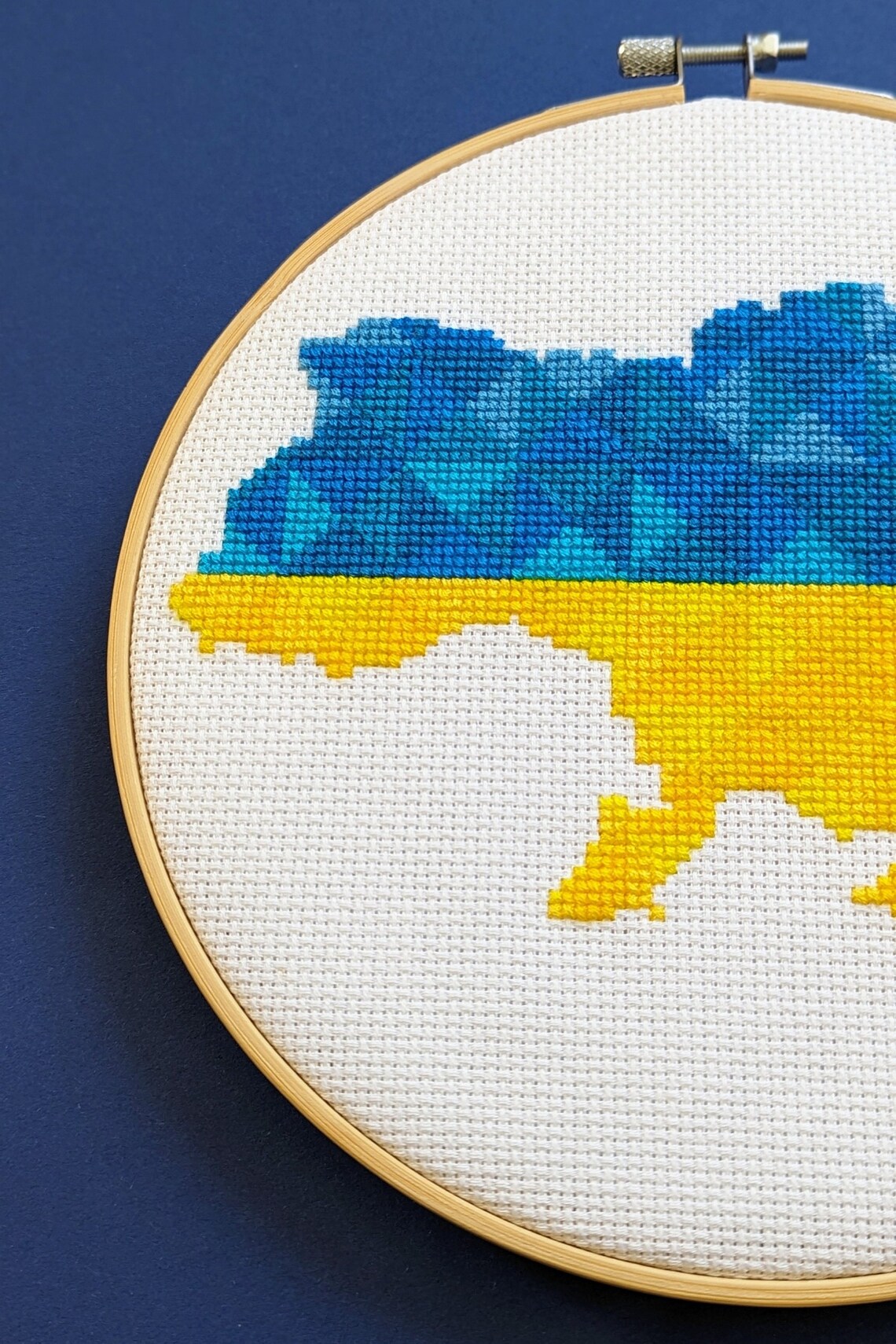Ukraine Map Cross Stitch Pattern. Wall Decor in National Colors. Modern ...