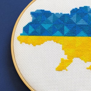 Ukraine Map Cross Stitch Pattern. Wall Decor in National Colors. Modern ...
