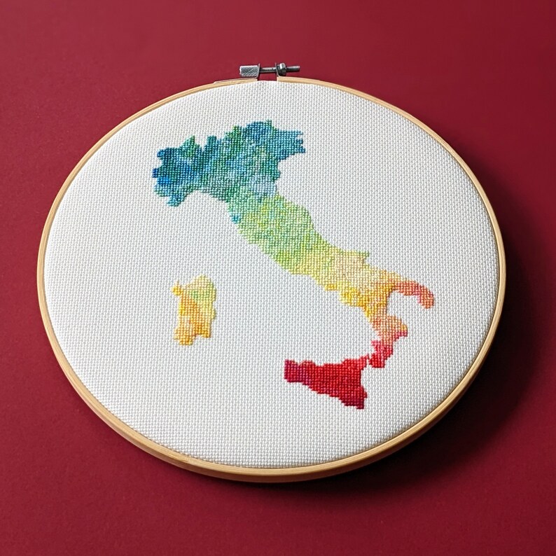 Italy Map Cross Stitch Pattern. Counted Xstitch Chart for - Etsy
