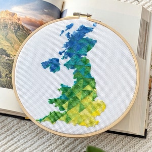 United Kingdom Map Cross Stitch Pattern | UK Silhouette for Embroidery ...
