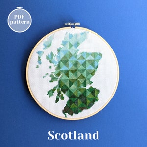 UK Scotland Ireland Cross Stitch Pattern Set. Modern Embroidery Maps ...