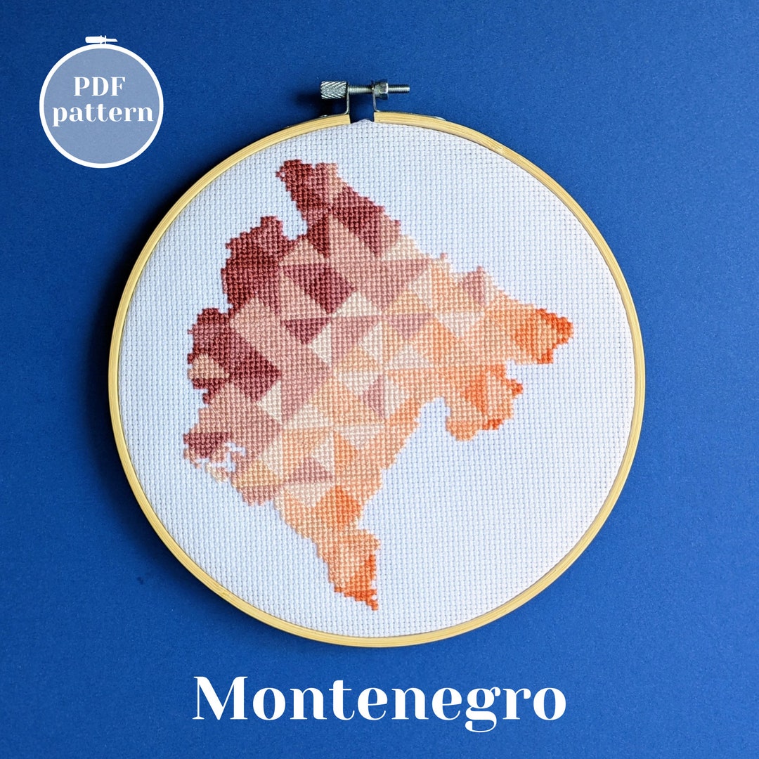 Montenegro Map Cross Stitch Pattern. Simple Counted Xstitch PDF Chart ...