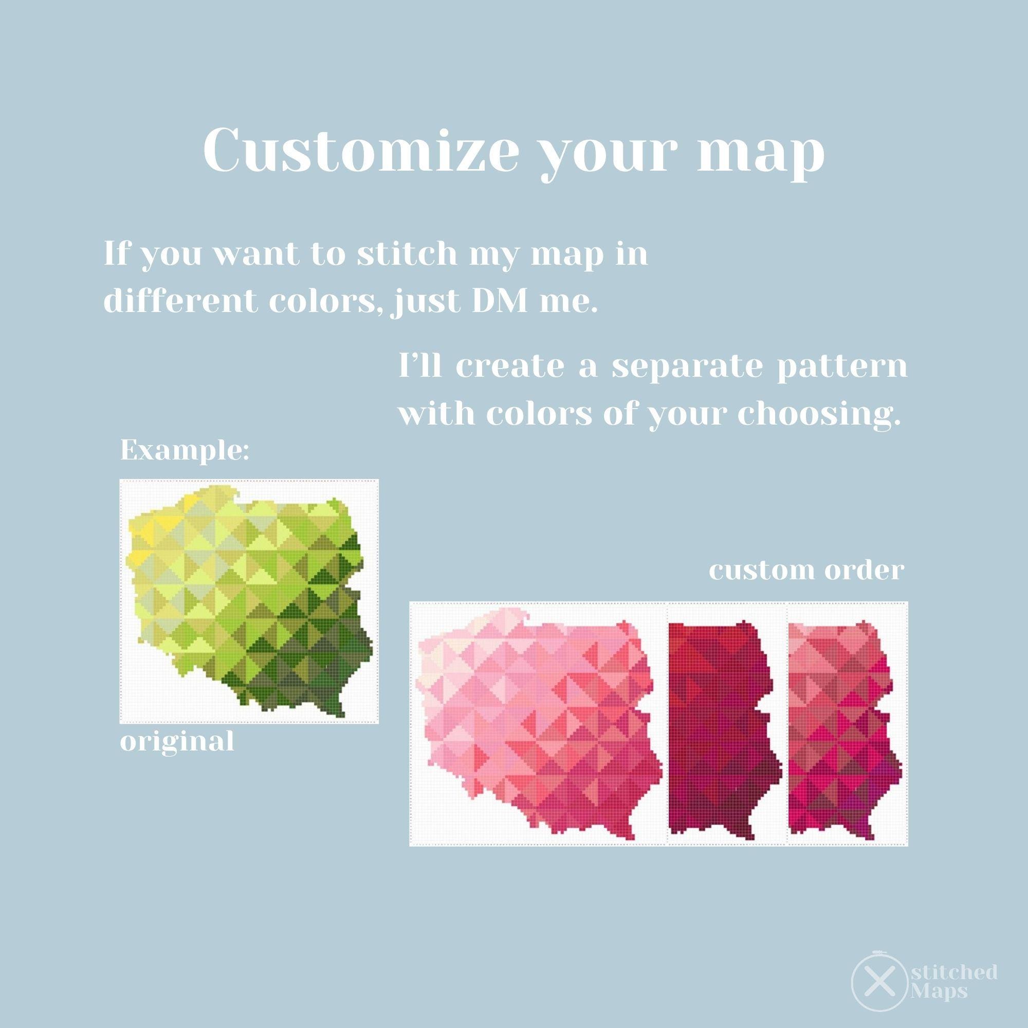 Macedonia Map Silhouette Cross Stitch Pattern. Modern Geometric ...
