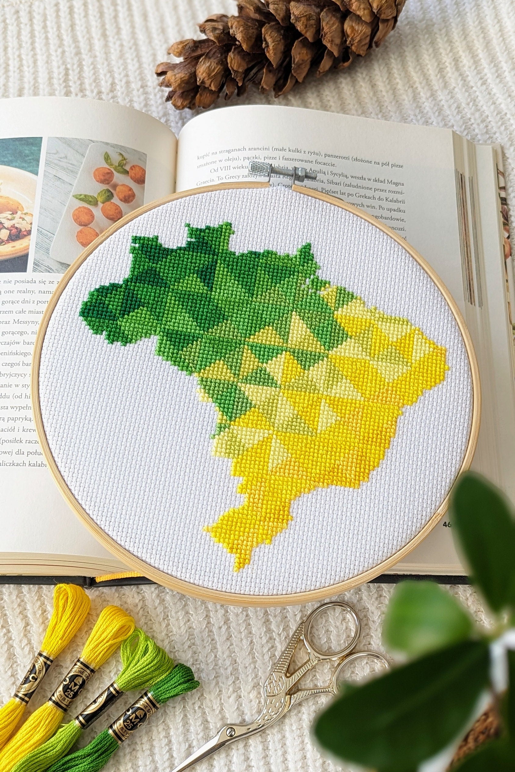 Brazil Map Cross Stitch Pattern. Modern Embroidery Design for Stress ...