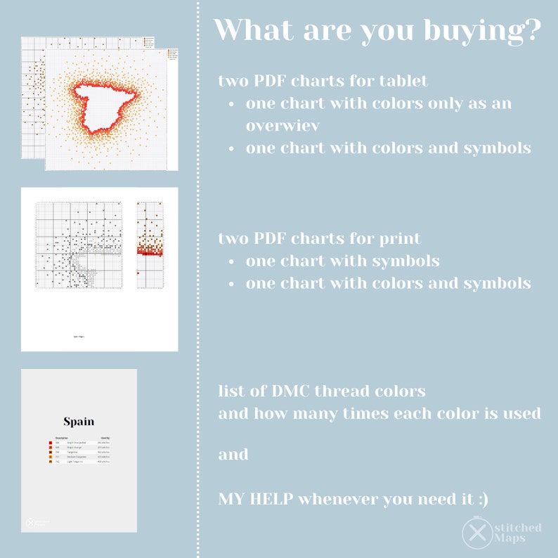 Spain Map Cross Stitch PDF Pattern. Madrid Barcelona Theme Wall ...