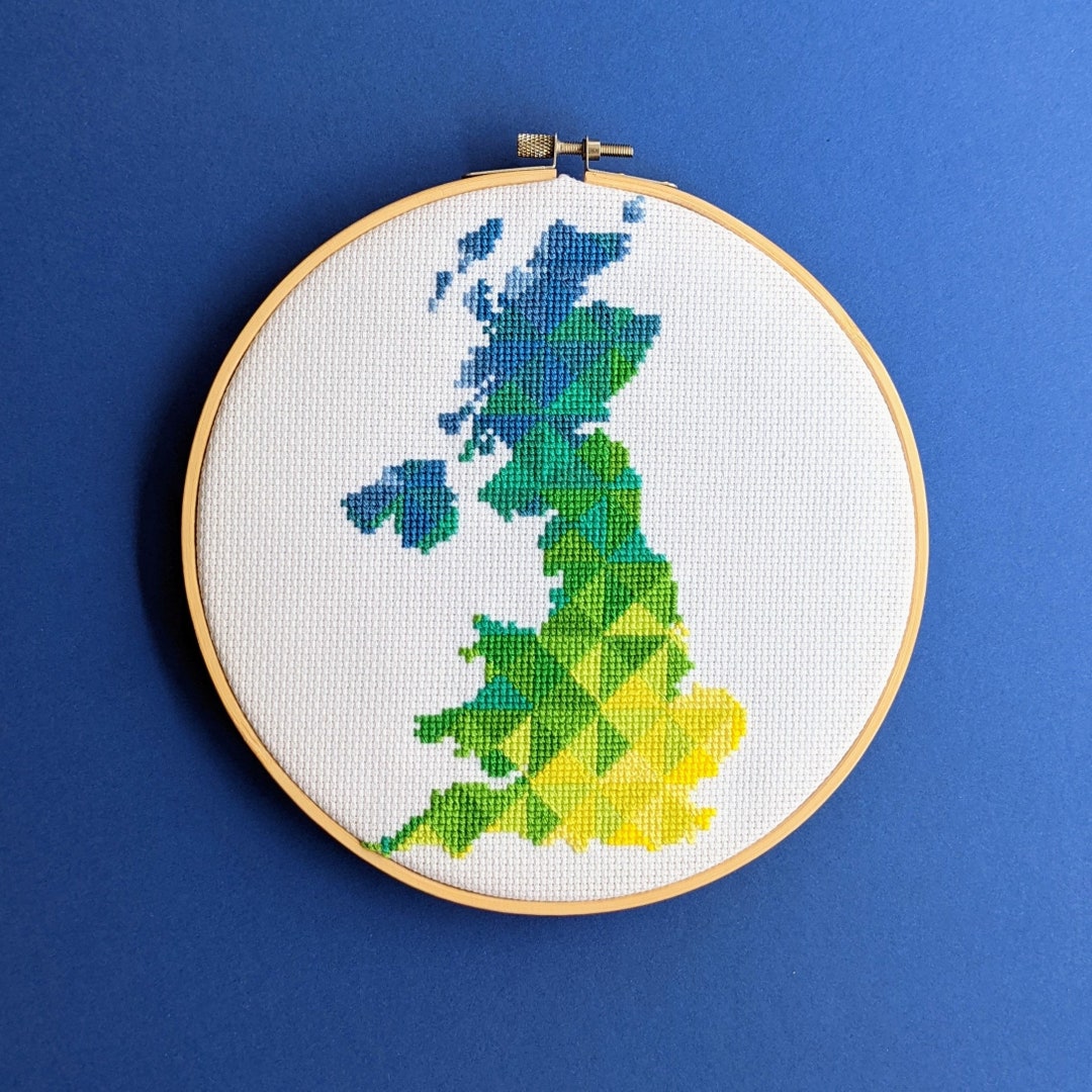 United Kingdom Map Cross Stitch Pattern UK Silhouette for - Etsy