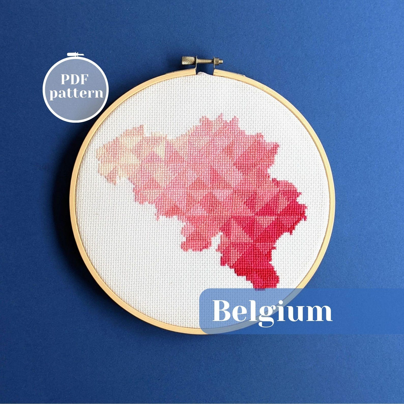 Belgium Map Modern Cross Stitch Pattern. Simple Xstitch PDF Chart for ...