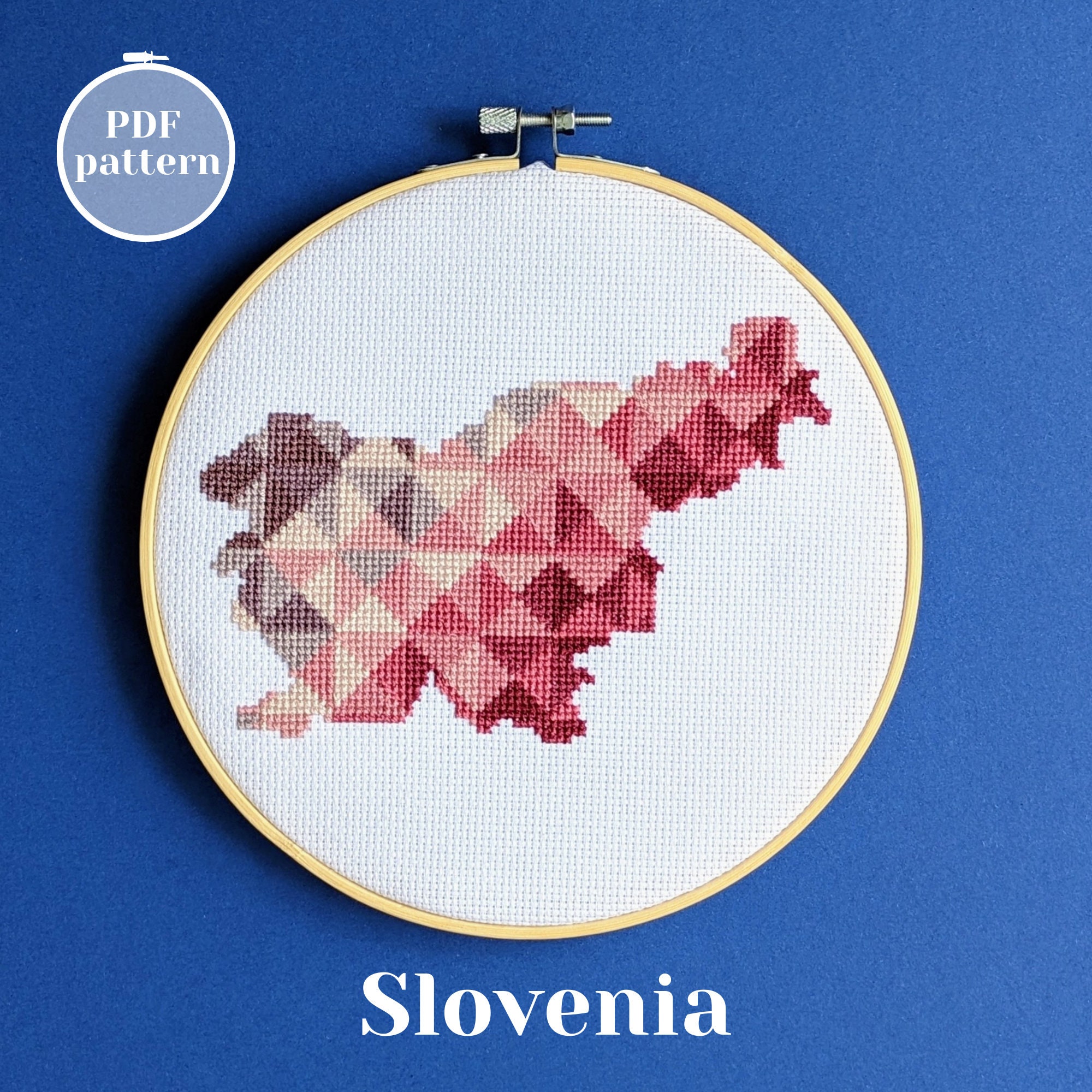 Slovenia Map Cross Stitch Pattern. Simple Counted Xstitch Chart. Balkan ...