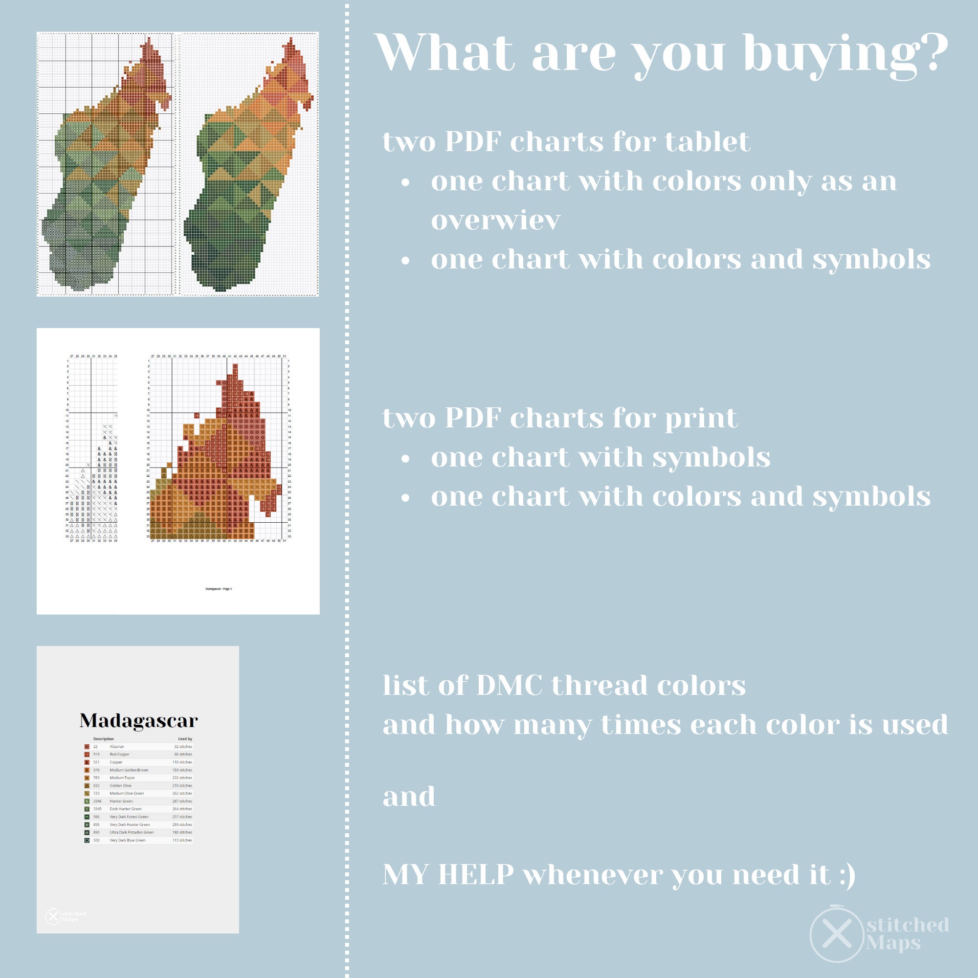 Madagascar Map Cross Stitch Pattern. Modern Simple Xstitch PDF Chart ...