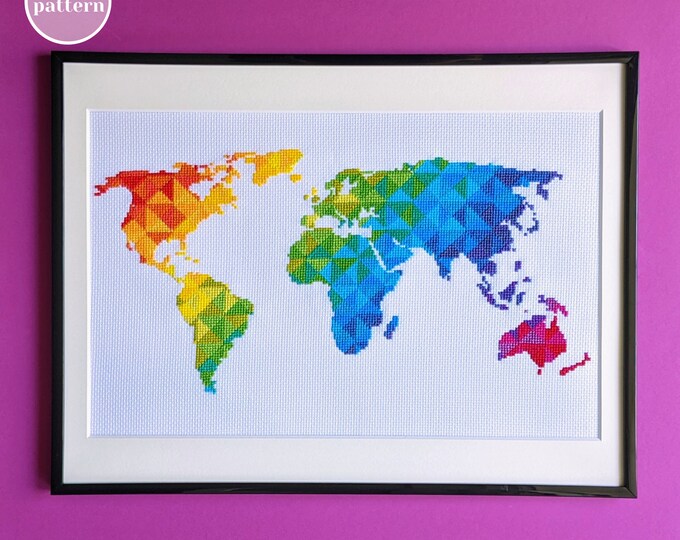 World Map Cross Stitch Pattern PDF Travel Cross Stitch Modern ...