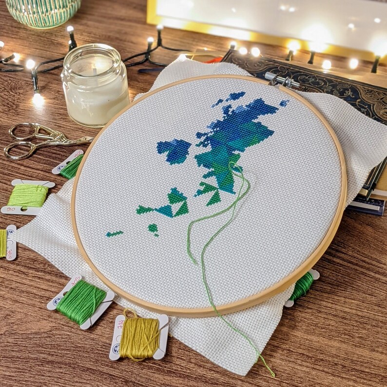 United Kingdom Map Cross Stitch Pattern UK Silhouette for - Etsy