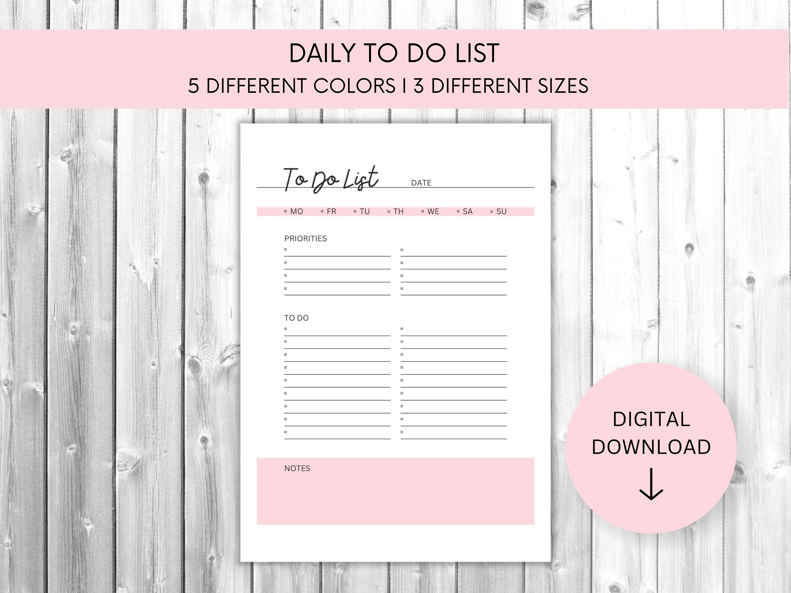 Daily Checklist Printable, to Do List Template, Checklist Printable, to ...