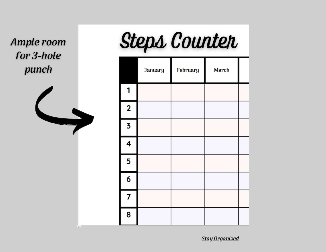 Digital Steps Tracker, Printable Planner, Step Counter, Exercise ...