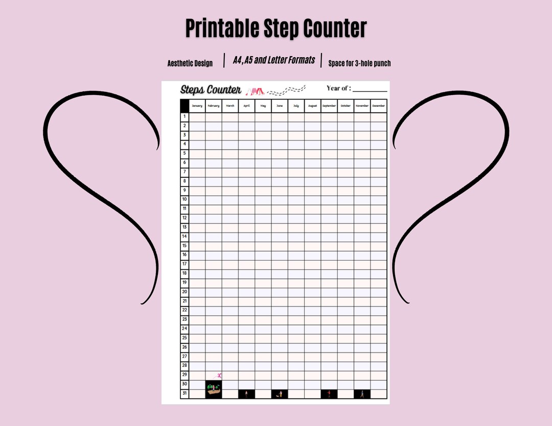 Digital Steps Tracker, Printable Planner, Step Counter, Exercise ...