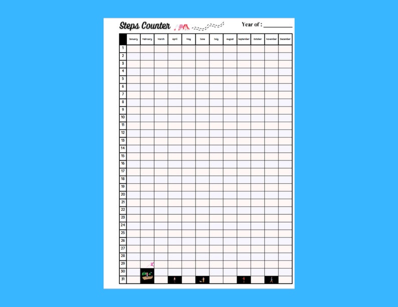 Digital Steps Tracker, Printable Planner, Step Counter, Exercise ...