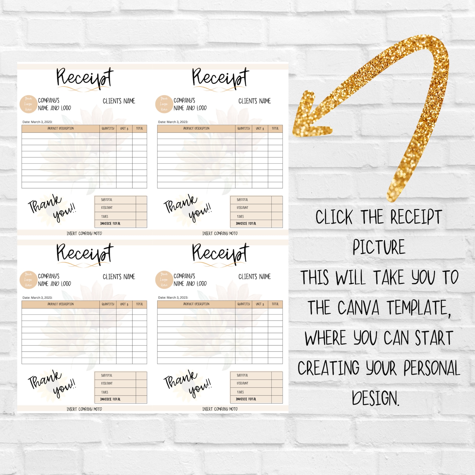 Editable Receipt Template, Instant Download, Invoice Form - Etsy