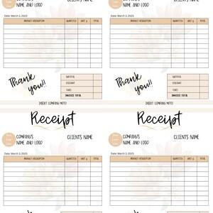Editable Receipt Template, Instant Download, Invoice Form - Etsy