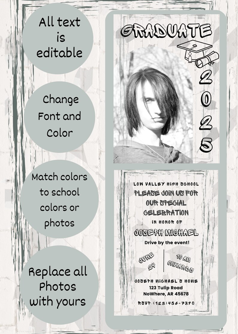 Graffiti Personalized Picture Graduation Announcement or - Etsy