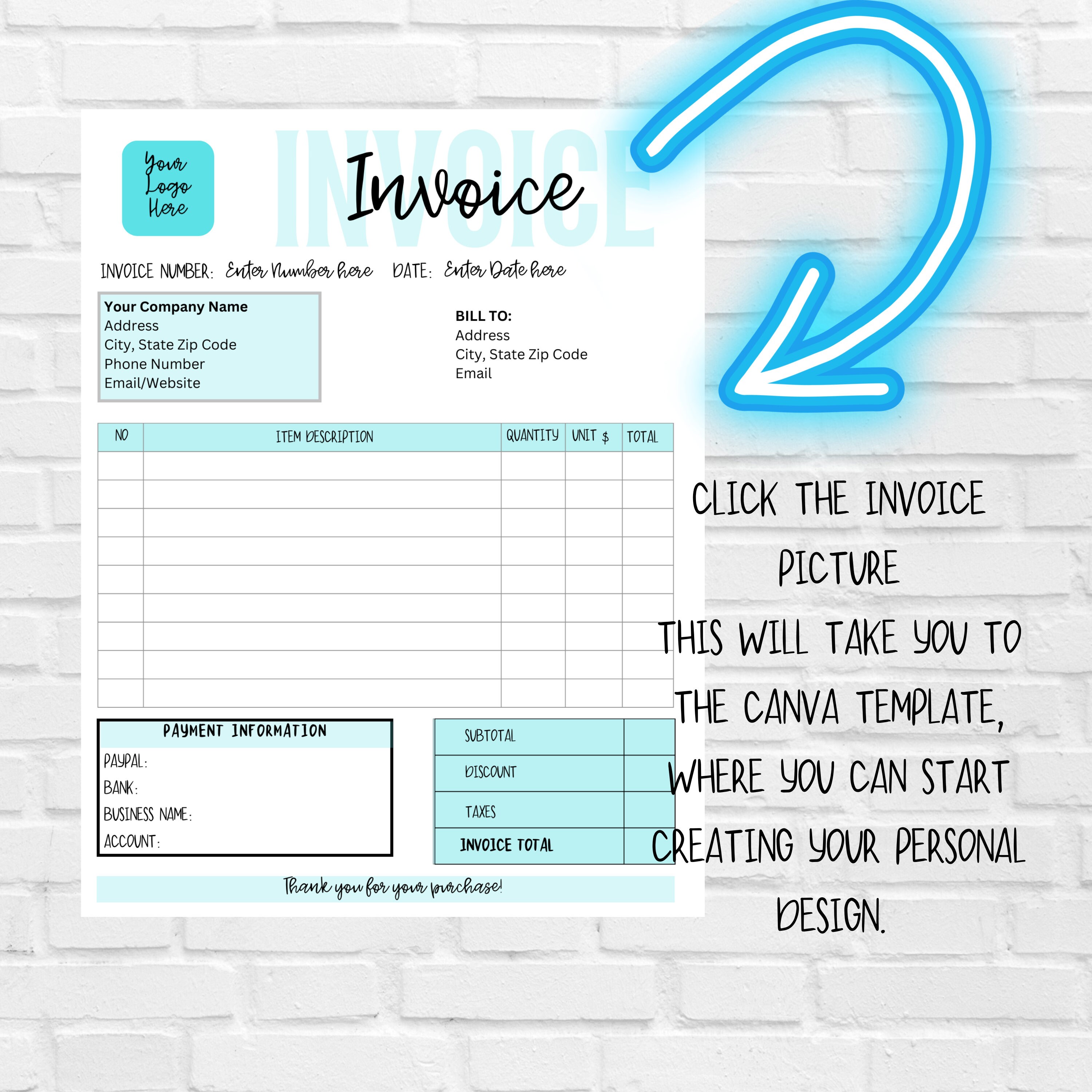 Editable Invoice Template, Instant Download Invoice Form - Etsy