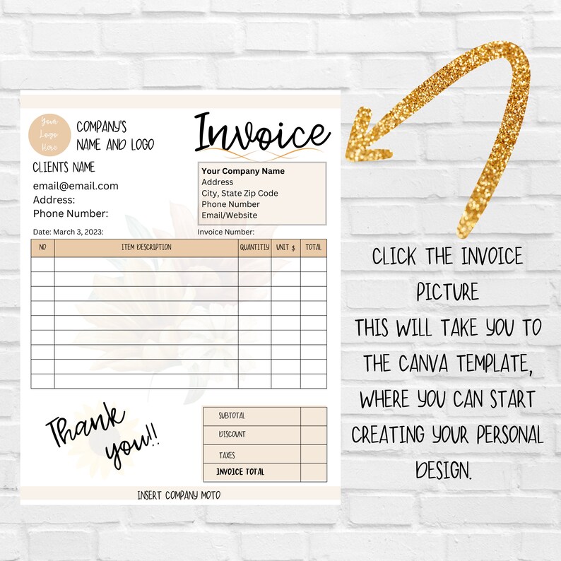 Editable Invoice Template, Instant Download, Invoice Form, - Etsy
