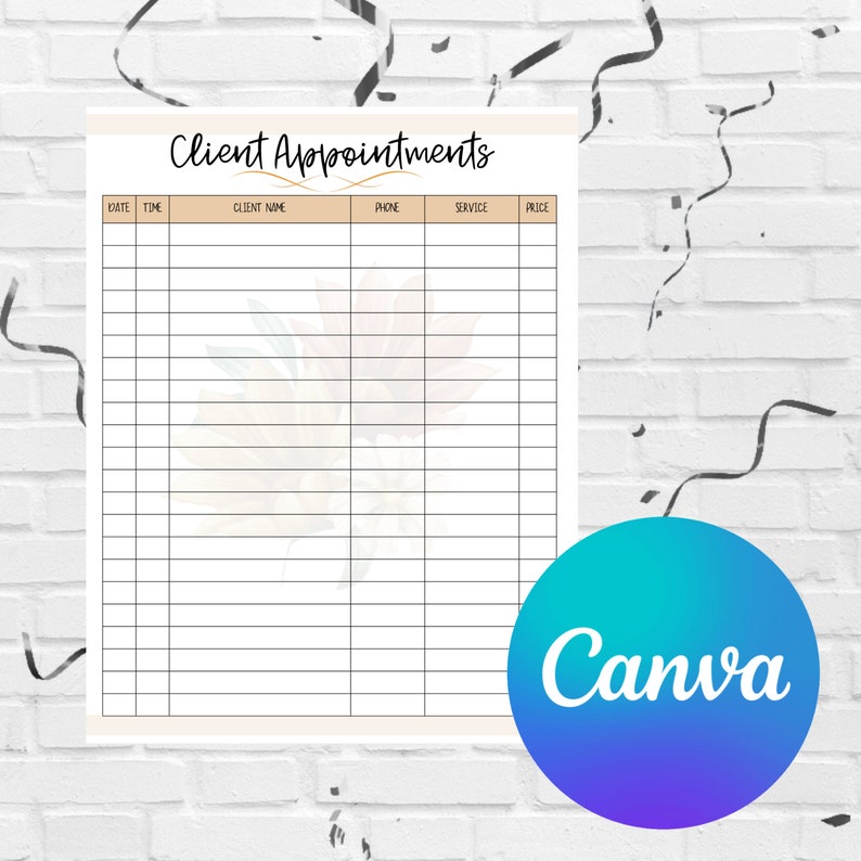 Editable Client Appointment Canva Template Instant Download - Etsy