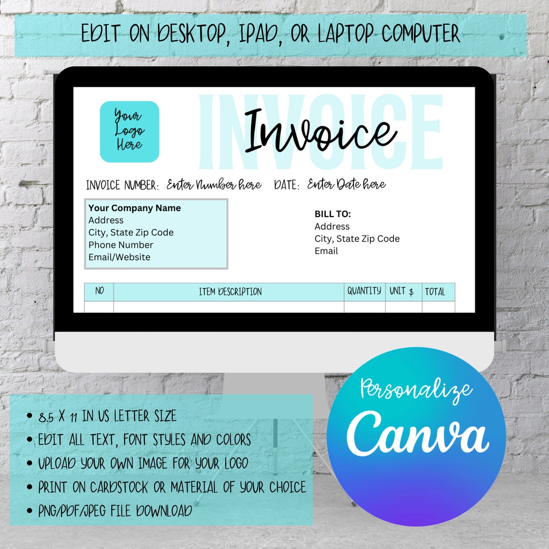 Editable Invoice Template, Instant Download Invoice Form - Etsy