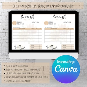 Editable Receipt Template, Instant Download, Invoice Form - Etsy
