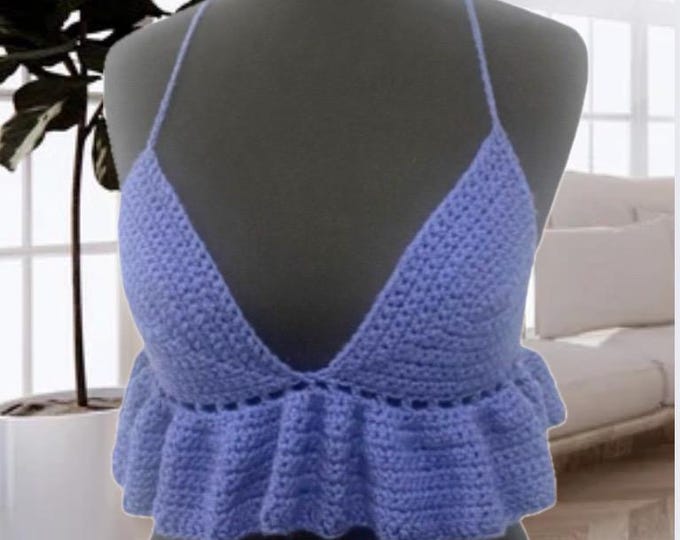 Downloadable Crochet Ruffle Bralette Pattern, Boho Summer Crop Top - Etsy