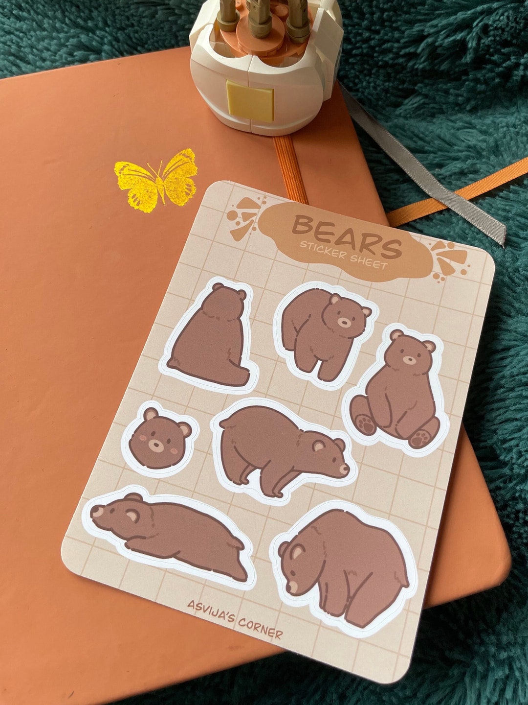 Bears Matte Sticker Sheet | Bujo, Notebook, Planner, Agenda, Scrapbook ...