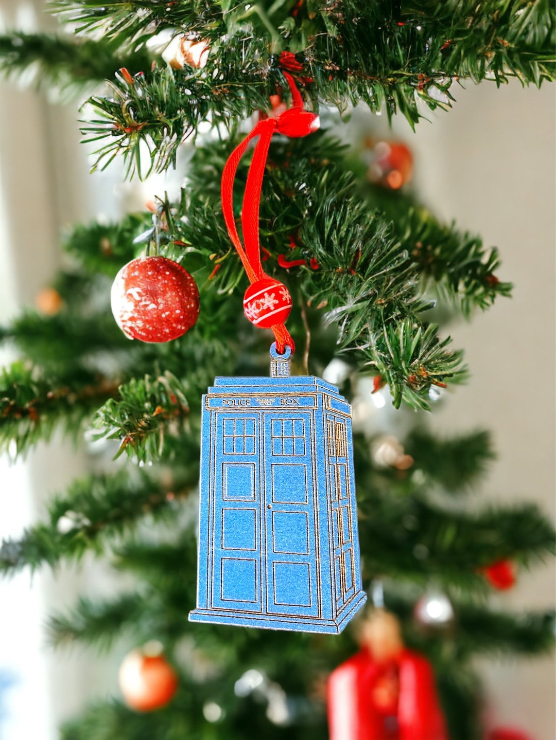 Dr Who Inspired Tardis Wooden Christmas Decoration. - Etsy UK