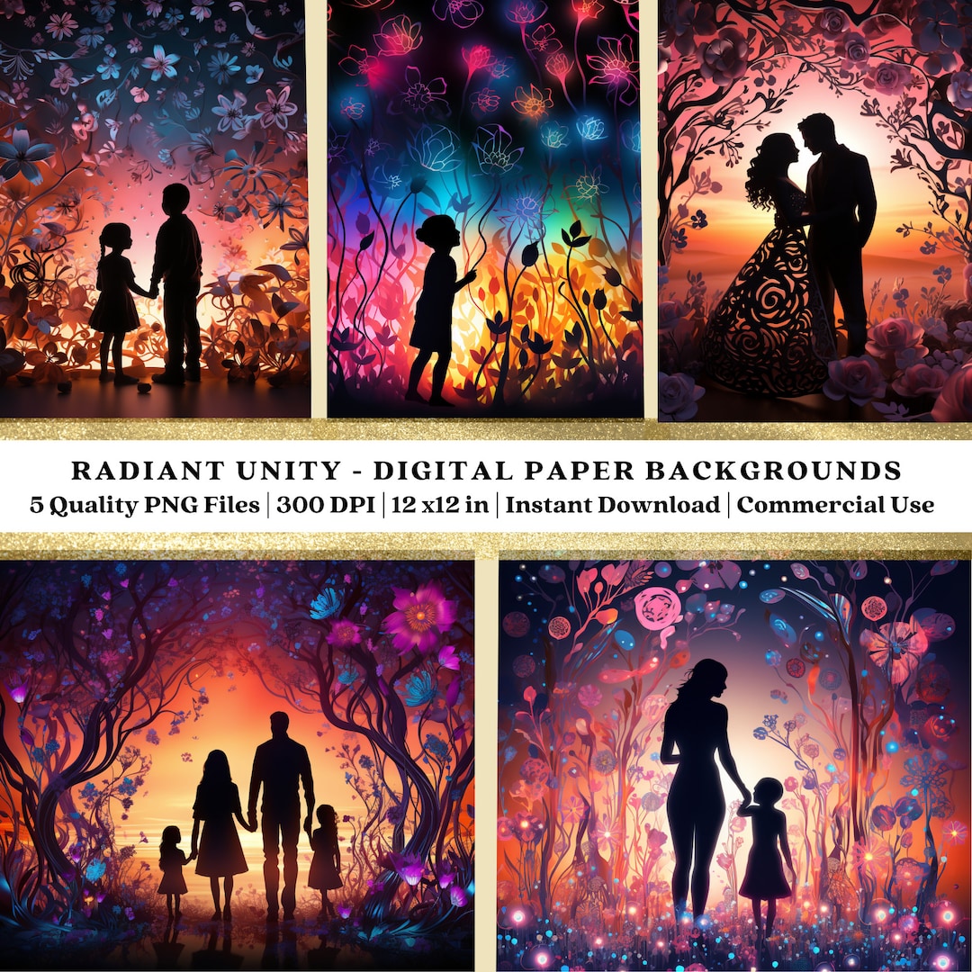 RADIANT UNITY Digital Paper Theme - Beautiful Vibrant Neon Backgrounds ...