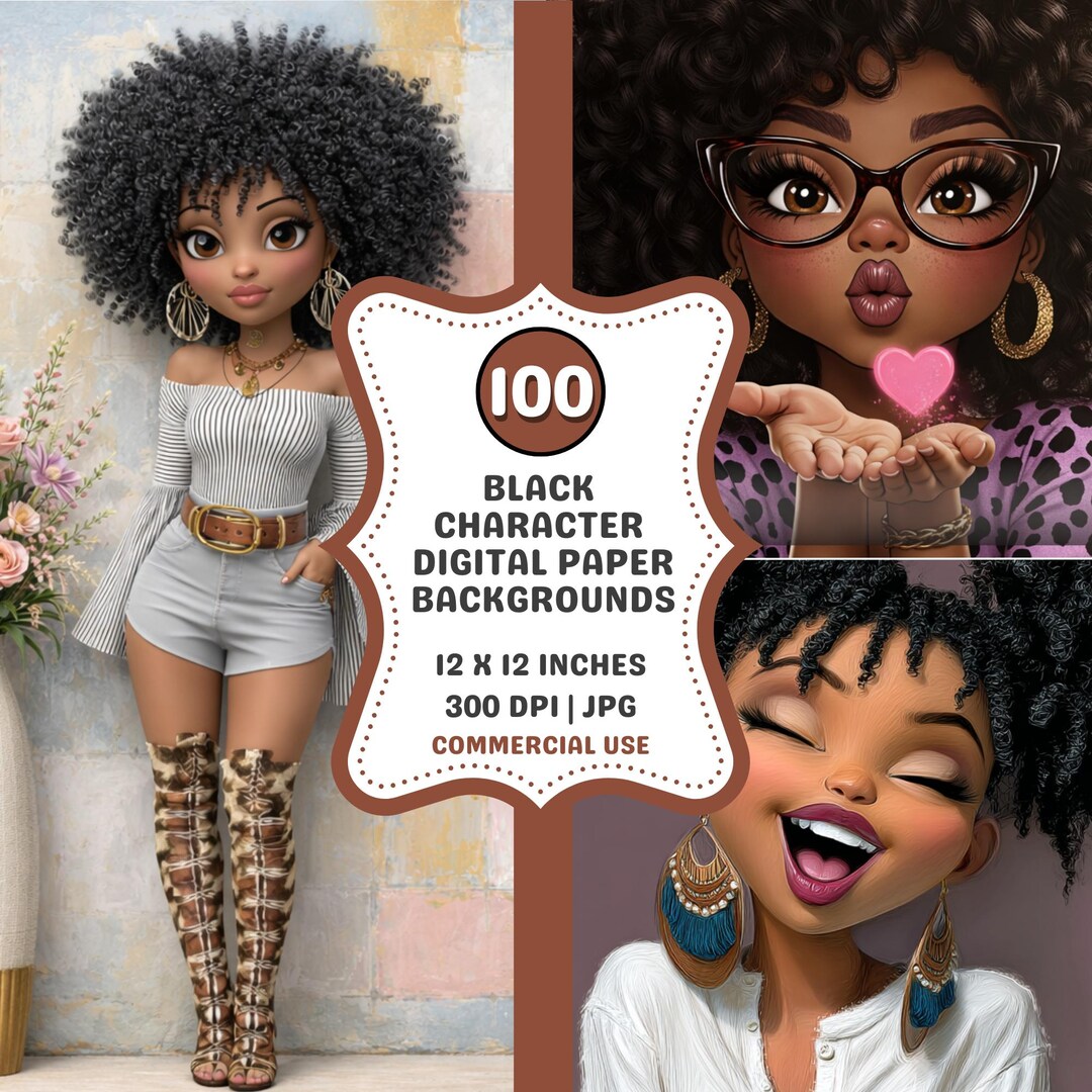 100 Black Characters Digital Art | Junk Journal Ephemera | Fussy Cuts ...
